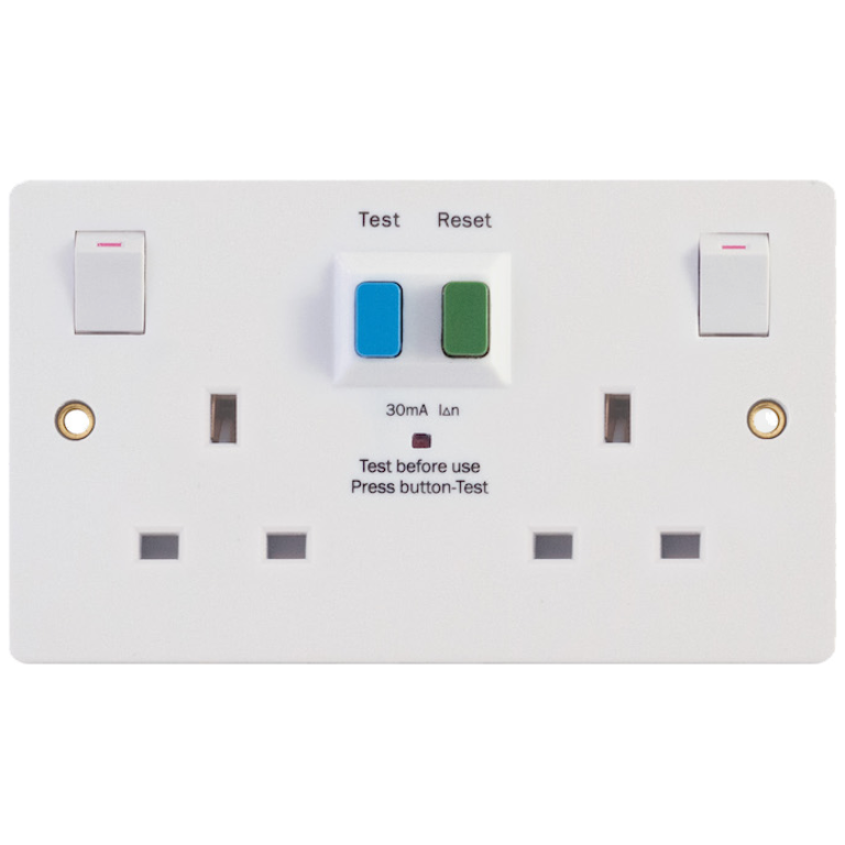 Selectric Square SPL-RCD2GS 2 Gang Double Pole Switched RCD Socket | UKES