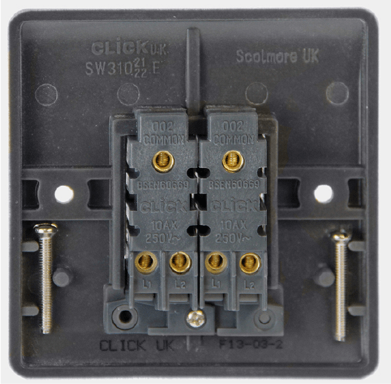 Click Part M Anthracite Grey 10AX 2 Gang 2 Way Plate Switch | UKES