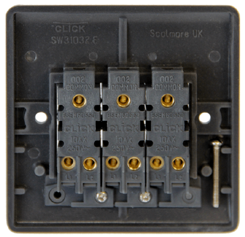 Click Part M Anthracite Grey 10AX 3 Gang 2 Way Plate Switch | UKES