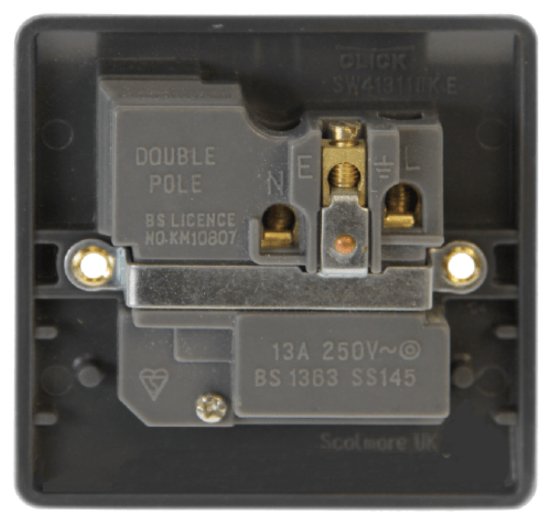 Click Part M Anthracite Grey 13A 1 Gang Double Pole Switched Socket | UKES