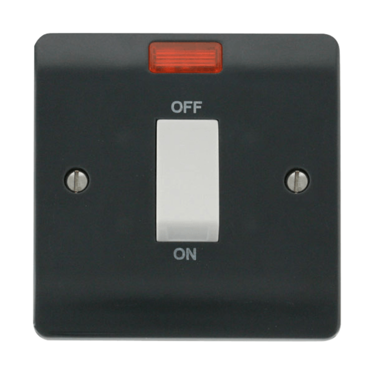 Click Part M Anthracite Grey 45A DP Switch with Neon | UKES