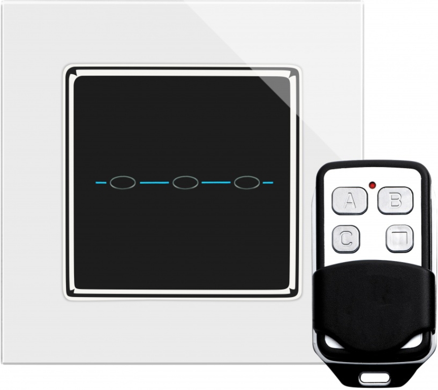 Retrotouch Crystal White Chrome Trim 3 Gang 1 Way Touch Light Switch ...