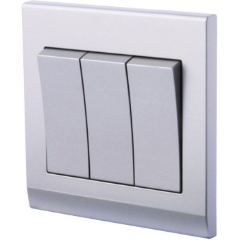 Retrotouch Simplicity Mid Grey 3 Gang 2 Way Mechanical Light Switch | UKES