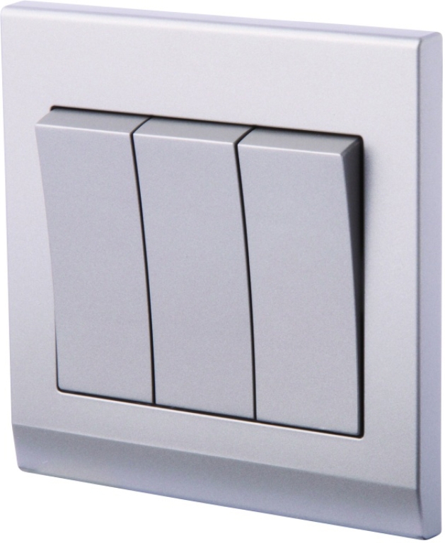 Retrotouch Simplicity Mid Grey 3 Gang 2 Way Mechanical Light Switch | UKES