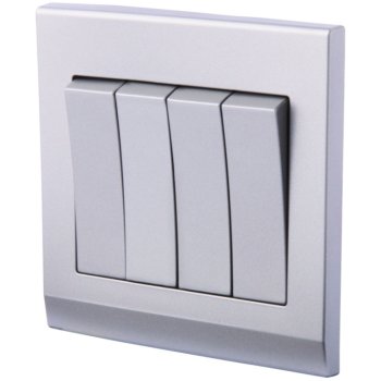 Retrotouch Simplicity Mid Grey 4 Gang 2 Way Mechanical Light Switch | UKES