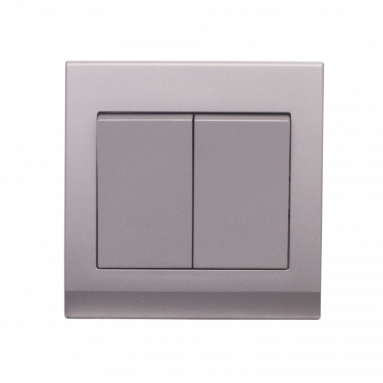 Retrotouch Simplicity Mid Grey 2 Gang 2 Way Retractive Light Switch | UKES