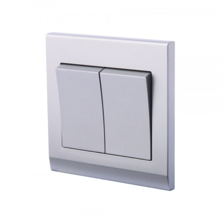 Retrotouch Simplicity Mid Grey 2 Gang 2 Way Retractive Light Switch | UKES