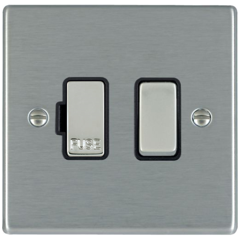 Hamilton Hartland Satin Steel 13A Double Pole Switched Fused Spur with ...