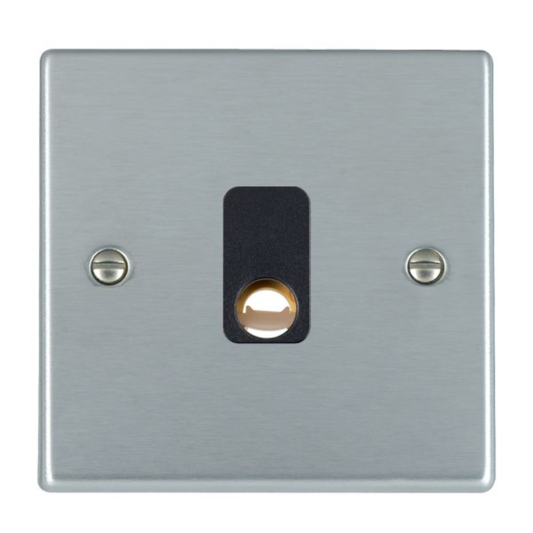 Hamilton Hartland Satin Chrome 20A Cable Outlet with Black Insert | UKES