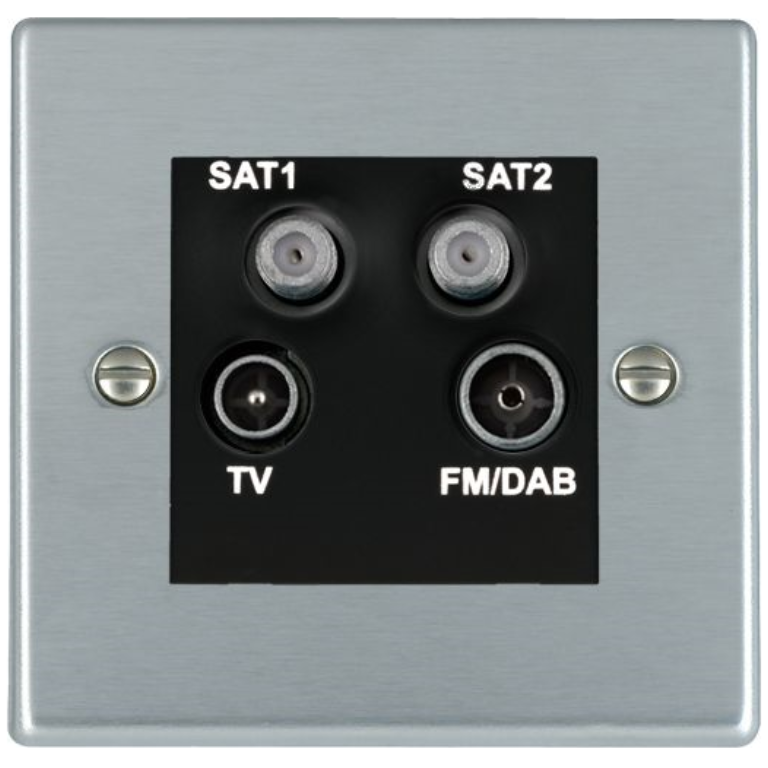 Hamilton Hartland Satin Chrome Non-Isolated TV+FM+SAT1+SAT2 2 In/4 Out ...