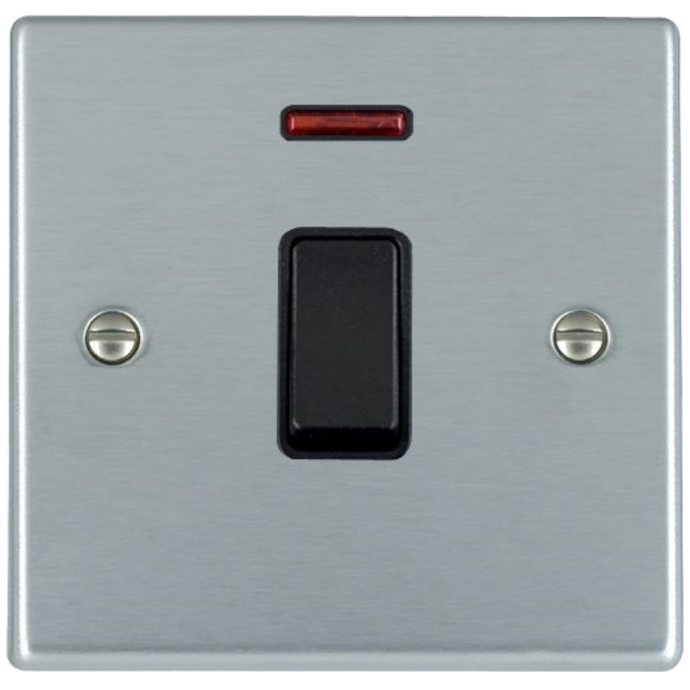 Hamilton Hartland Satin Chrome 1 Gang 20AX Double Pole Switch and Neon ...