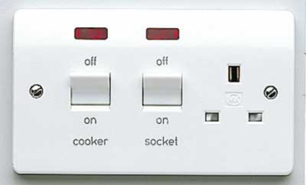 MK Electric Logic Plus™ White 13A Switched Socket and 45A Double Pole ...