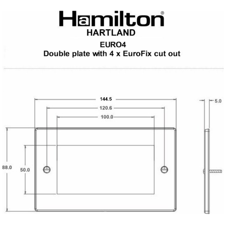 Hamilton Hartland Black Nickel 4 Module EuroFix 100x50mm Aperture Plate ...