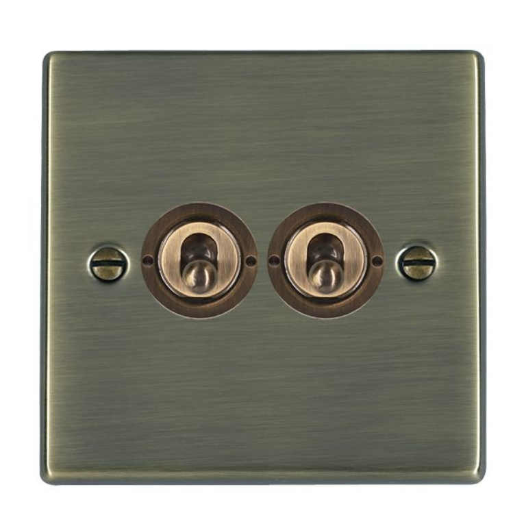 Hamilton Hartland Antique Brass 2 Gang 20AX 2 Way Toggle Switch with ...