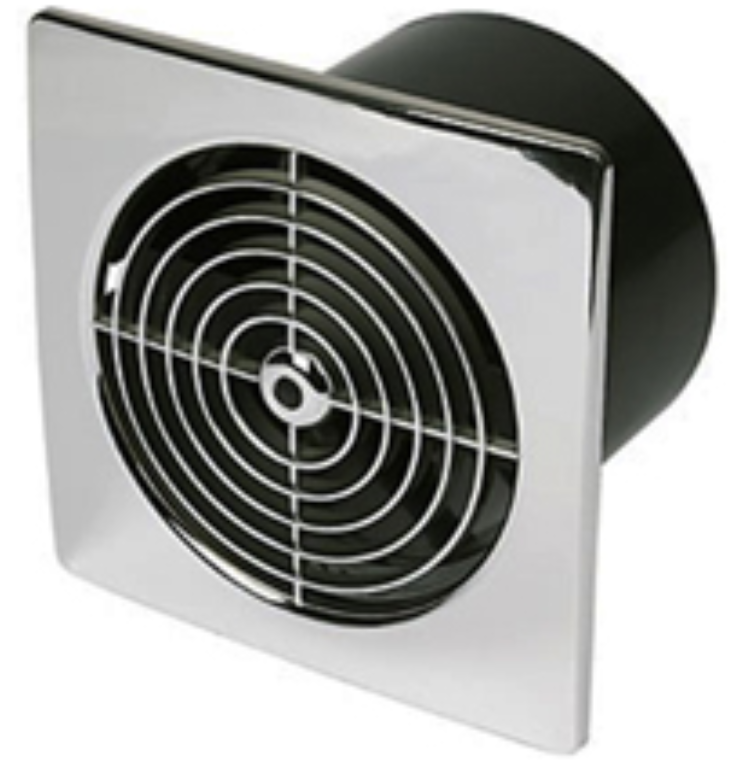 Manrose Lo Profile 150mm Square Chrome Extractor Fan | UKES
