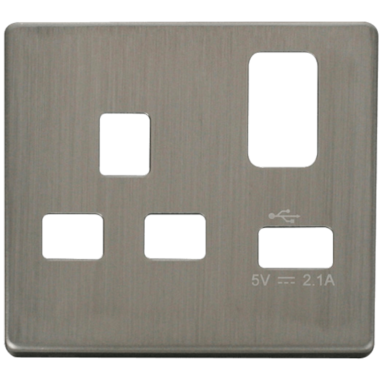 Click Definity Screwless Stainless Steel 1 Gang USB Socket Cover Plate ...