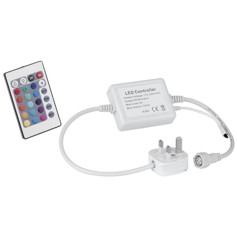 Aurora Lighting Mains Voltage RGB LED Strip Power Lead and Control | UKES