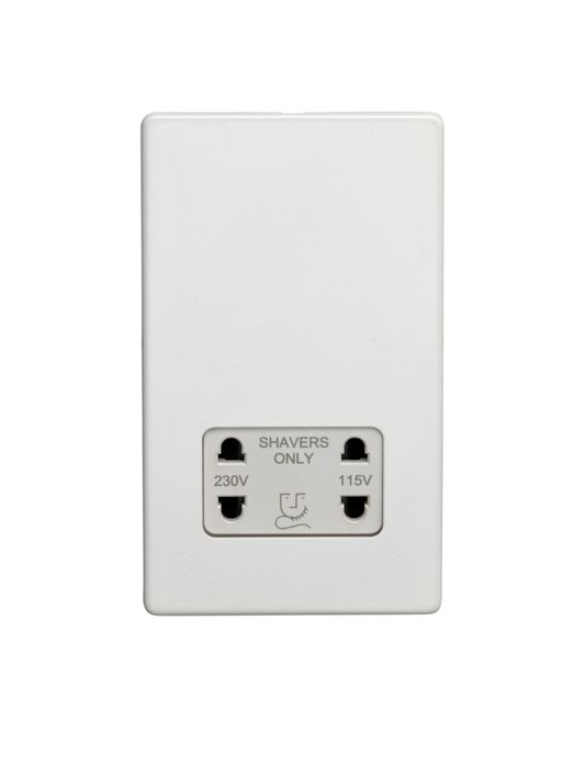 Eurolite Concealed 3mm Matt White Dual Voltage Shaver Socket | UKES