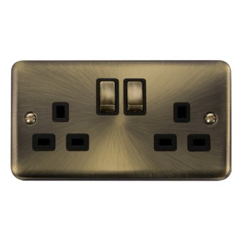 Click Deco Plus Antique Brass 2 Gang 13A Double Pole Ingot Switched ...