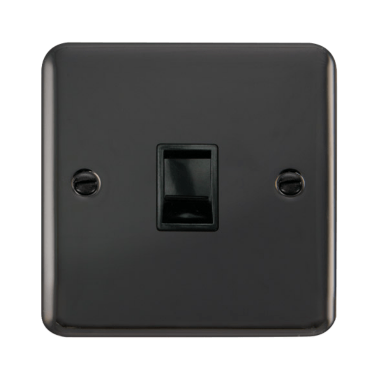 Click Deco Plus Black Nickel 1 Gang RJ11 Irish/US Telephone Socket with ...