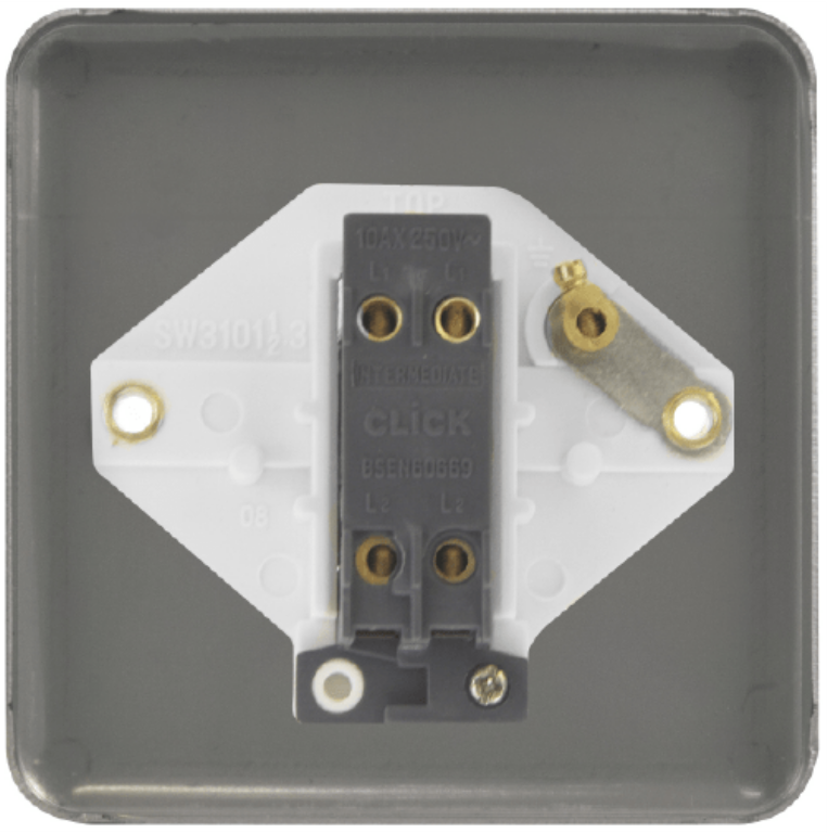 Click Deco Plus Satin Brass 1 Gang 10AX Intermediate Ingot Switch with Satin Brass Rocker and ...