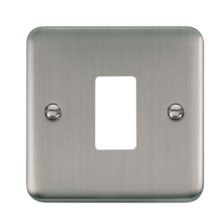 Click Deco Plus Stainless Steel 1 Gang GridPro Frontplate | UKES
