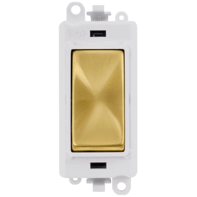 Click GridPro Satin Brass 1 Way 20AX Switch Module with Polar White ...