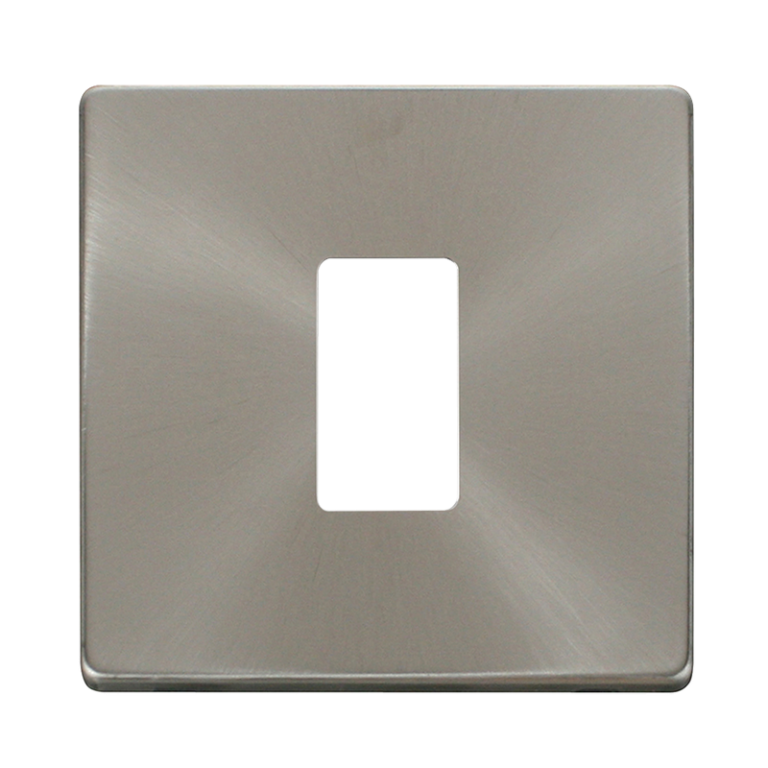 Click Definity Brushed Stainless 1 Gang GridPro Frontplate | UKES