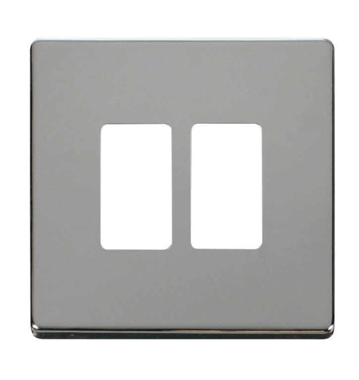Click Definity Polished Chrome 2 Gang GridPro Frontplate | UKES
