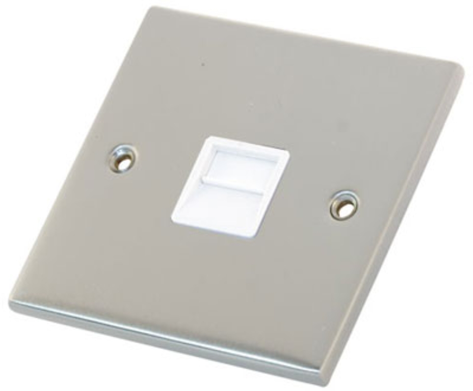 Selectric 5M Satin Chrome 1 Gang Telephone Master Socket with White ...