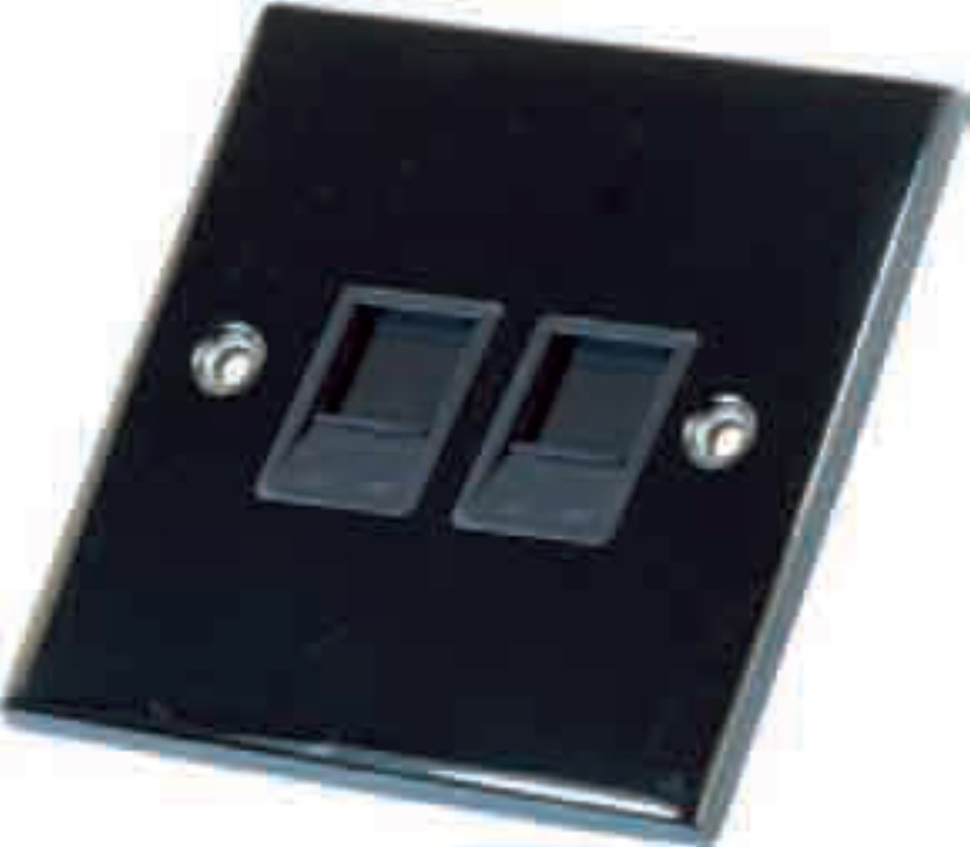 Selectric 5M Black Nickel 2 Gang RJ45 Data Socket with Black Insert | UKES