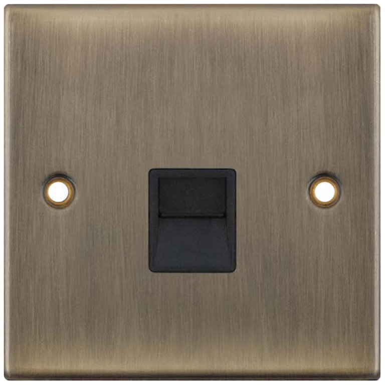 Selectric 5M Antique Brass 1 Gang Telephone Master Socket with Black ...