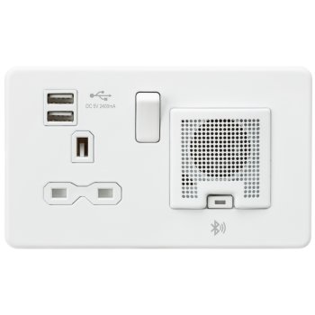 Knightsbridge Screwless Matt White 13A Switched Socket with Dual USB ...