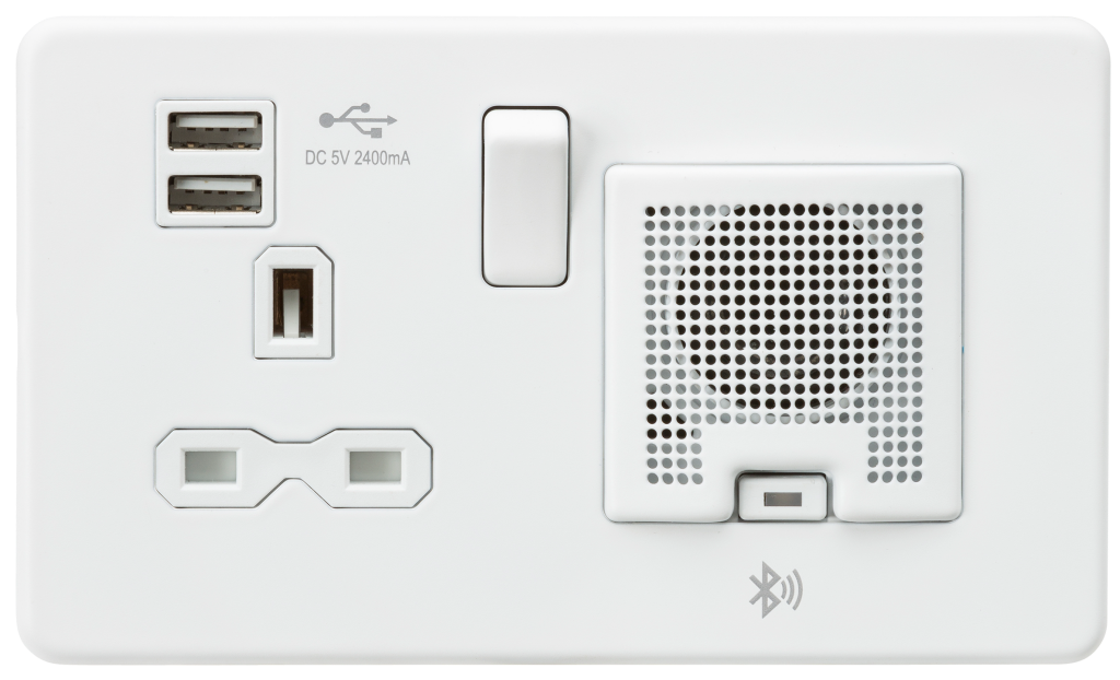 Knightsbridge Screwless Matt White 13A Switched Socket with Dual USB ...