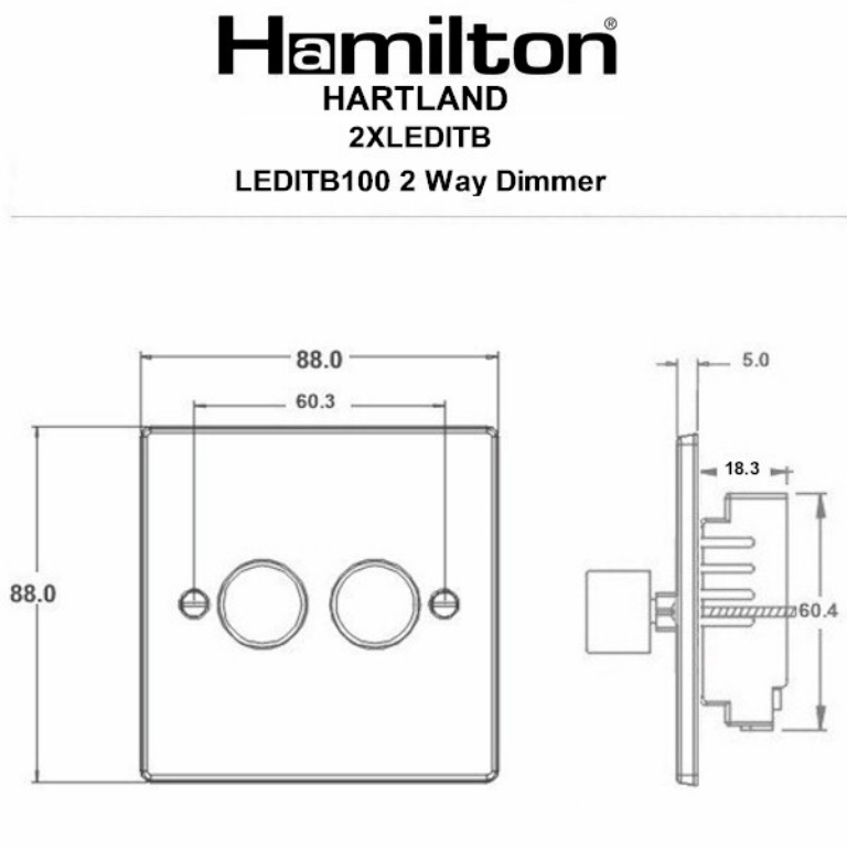 Hamilton Hartland Antique Brass 2 Gang 100W 2 Way Push On/Off Rotary ...