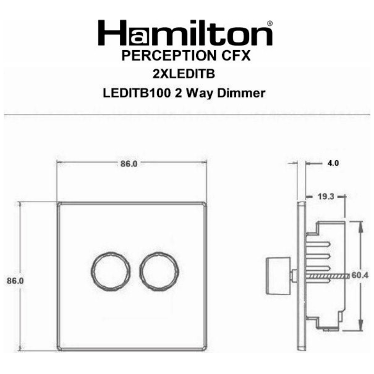 Hamilton Perception CFX Clear 2 Gang 100W 2 Way Push On/Off Rotary ...