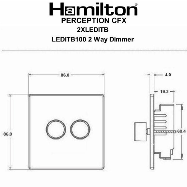 Hamilton Perception CFX Clear 2 Gang 100W 2 Way Push On/Off Rotary ...