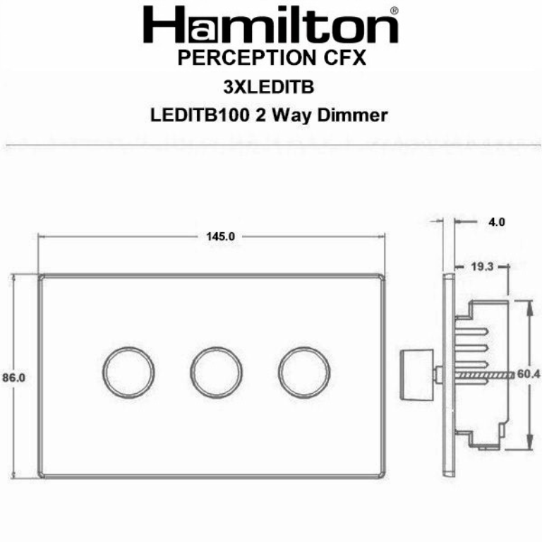 Hamilton Perception CFX Clear 3 Gang 100W 2 Way Push On/Off Rotary ...