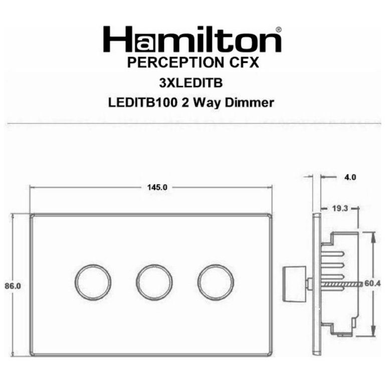 Hamilton Perception CFX Clear 3 Gang 100W 2 Way Push On/Off Rotary ...