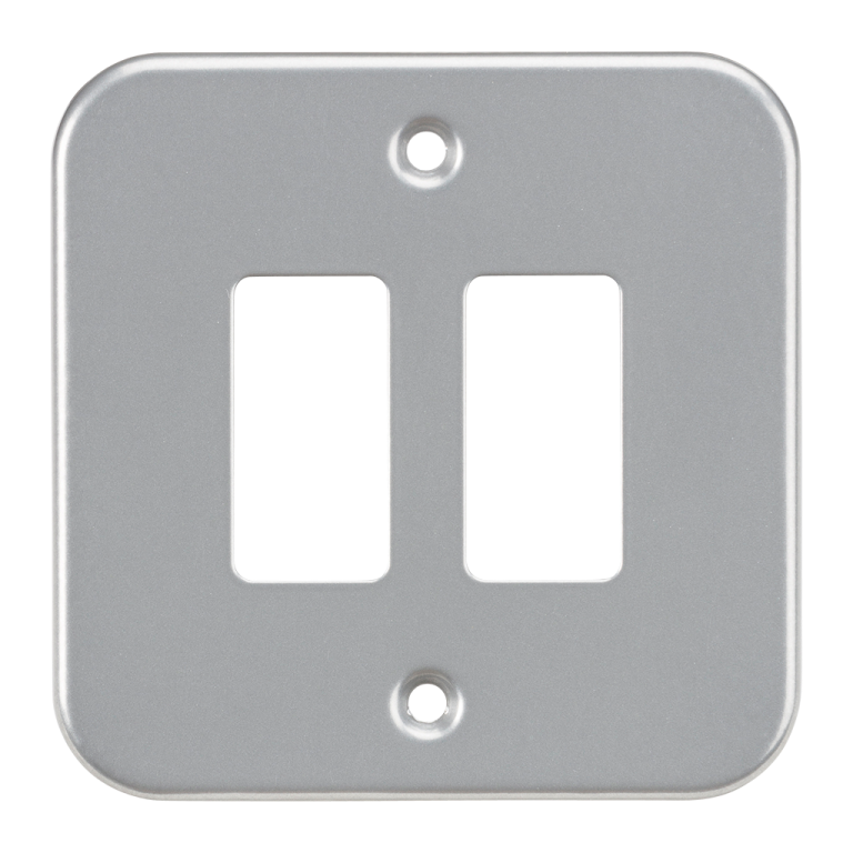 Knightsbridge Metal Clad 2 Gang Grid Faceplate | UKES