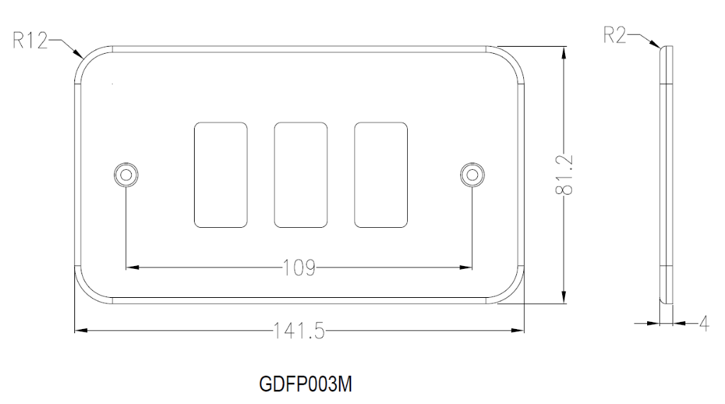 Knightsbridge Metal Clad 3 Gang Grid Faceplate | UKES