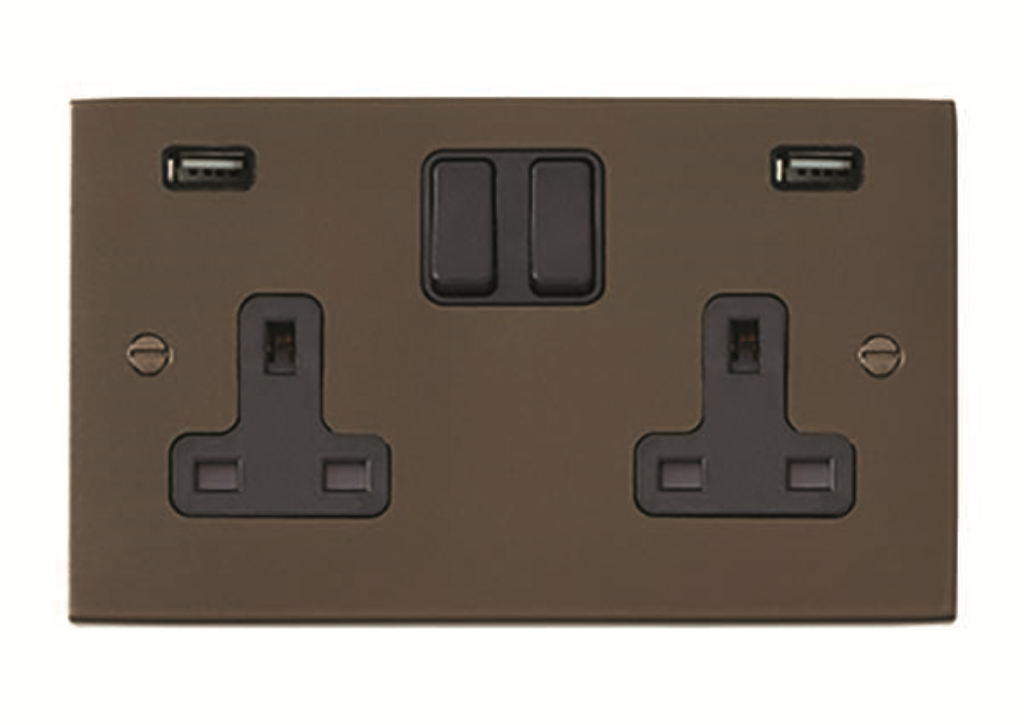 Hamilton Hartland Richmond Bronze 2 Gang 13A Double Pole Switched ...