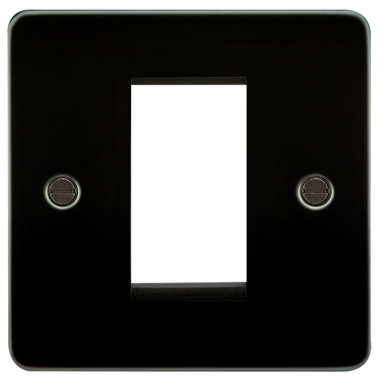 Knightsbridge Flat Plate Gunmetal 1 Gang Modular Faceplate | UKES
