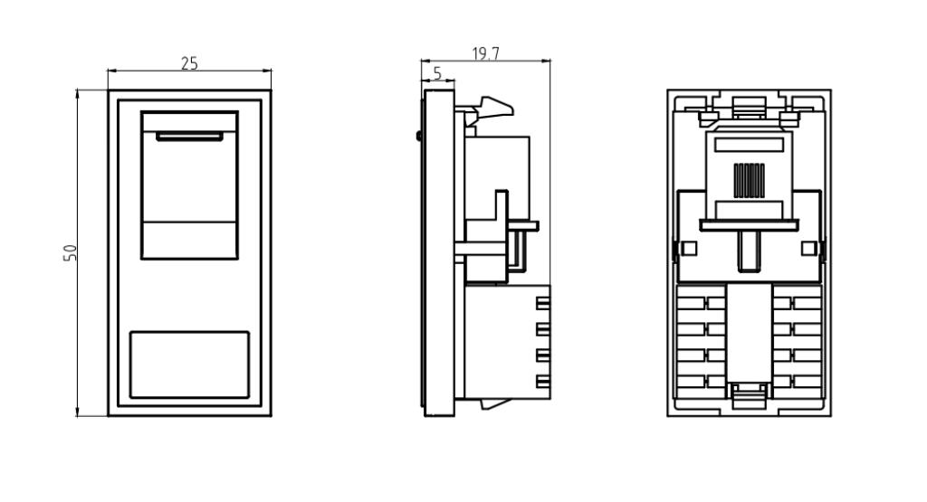 Knightsbridge Black RJ11 Outlet Module - 25x50mm | UKES