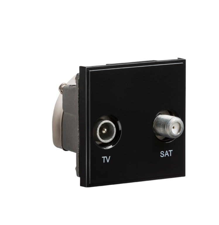 Knightsbridge Black Diplexed TV/SAT Outlet Module - 50x50mm | UKES