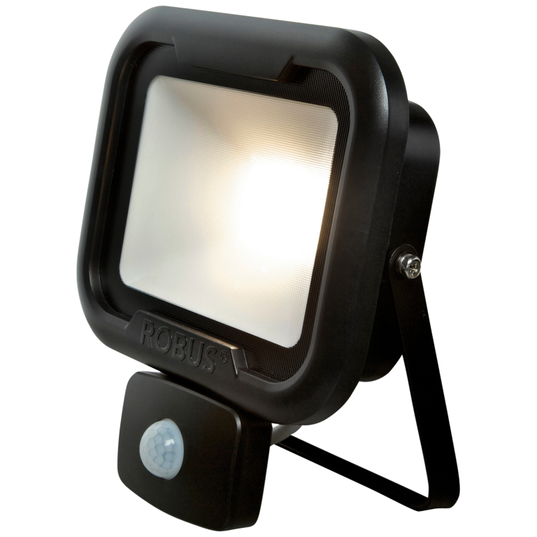 Robus Remy 20W 4000K Black LED Floodlight with PIR Sensor | UKES