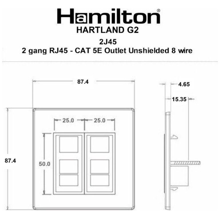Hamilton Hartland G2 Black Nickel 2 Gang Unshielded RJ45 CAT 5E Socket ...