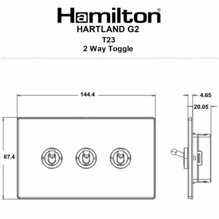 Hamilton Hartland G2 Antique Brass 3 Gang 20AX 2 Way Toggle Switch with ...