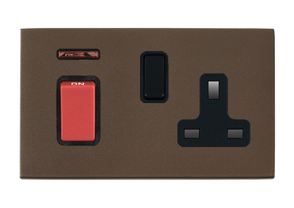 Hamilton Hartland G2 Richmond Bronze 45A Double Pole Switch with Red ...