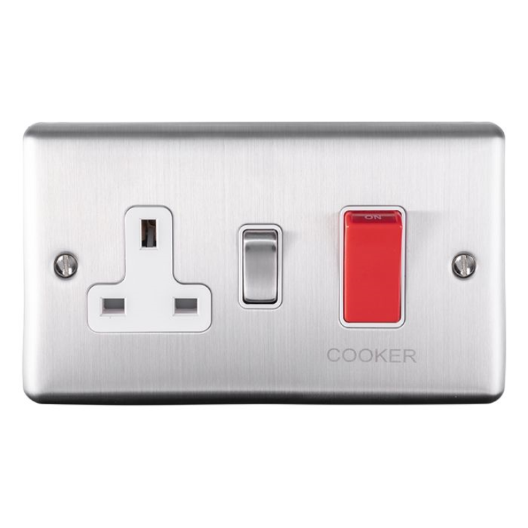 Eurolite Enhance Satin Stainless Steel 45A DP Cooker Switch and 13A ...